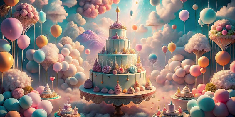 A Whimsical Wedding Cake a CandyCoated Dreamscape of Floating Sweets a ...
