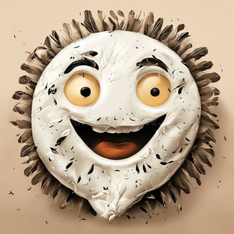 Smiling White Feathered Creature with Large Eyes Stock Image - Image of ...