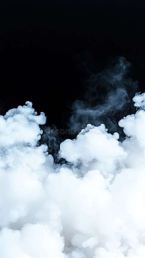 Whimsical White Smoke Billows Gracefully Against a Rich Black Backdrop ...