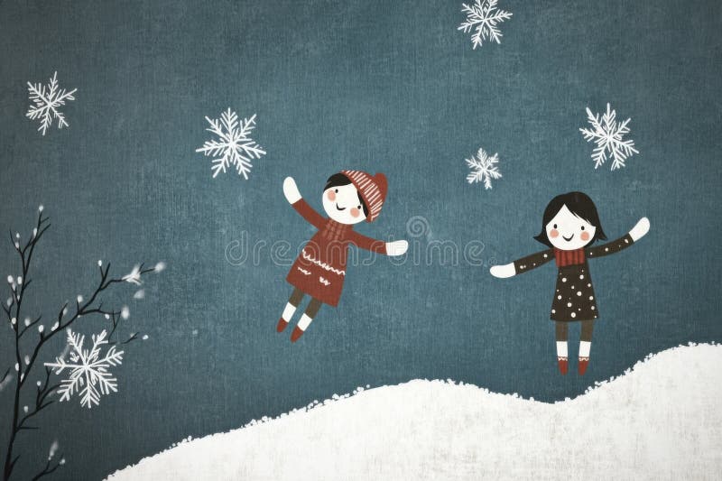 Whimsical Winter Joy with Children Playing in the Snow Stock Photo - Image of scenic, children ...