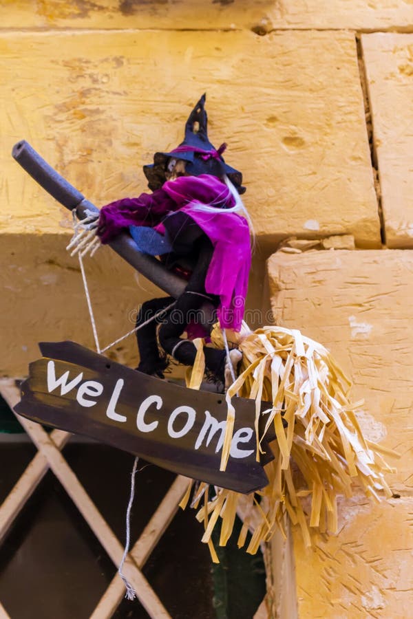 Halloween witch with broom stock photo. Image of vittoriosa - 342816608