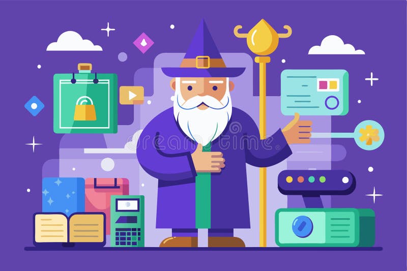 A Whimsical Wizard Character Offers Guidance in a Customizable Setup ...