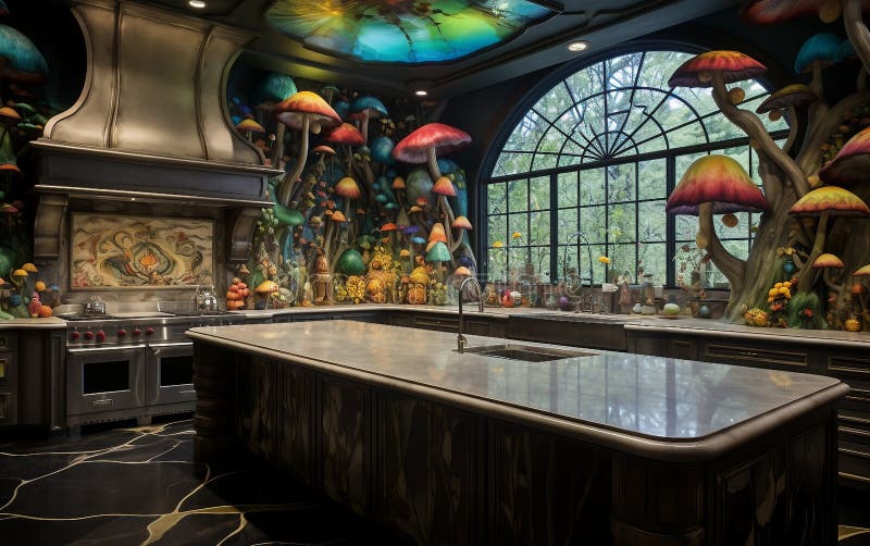 Whimsical Wonderland Kitchen on Generative Ai. Stock Illustration ...