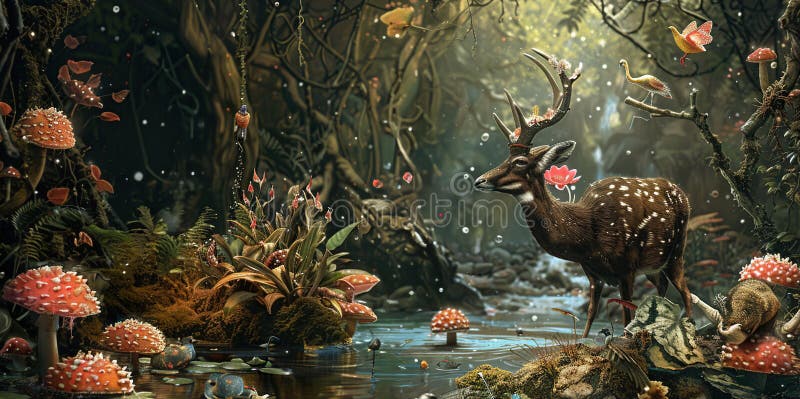 Whimsical Wonders, Imaginary Animals of Magical Worlds. Generative Ai Stock Illustration ...