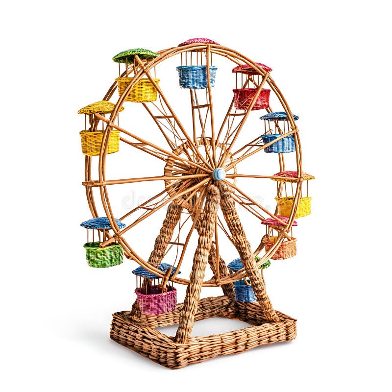 Whimsical Woven Ferris Wheel, Featuring Rainbow Colored Gondolas, Casts ...