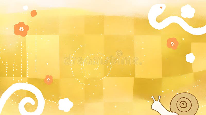 Whimsical Yellow Abstract Background with a Snail Stock Illustration ...