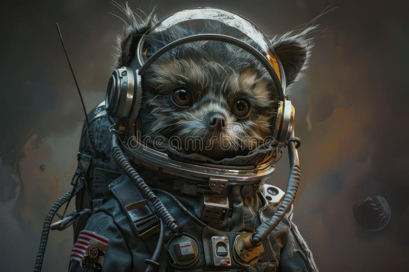 Intrepid Space Explorer Raccoon in Astronaut Suit Stock Illustration ...