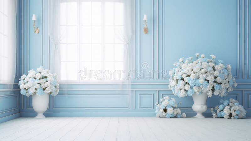 Whimsy Blue Wedding Setting Stock Illustration - Illustration of ...