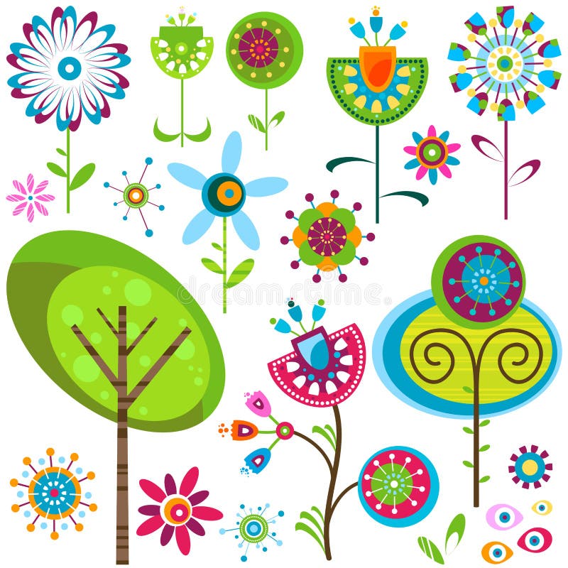 Whimsy flowers stock vector. Illustration of abstract - 23506540
