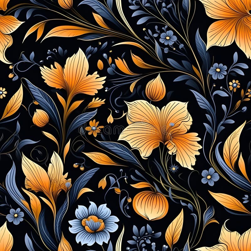 Whimsy in Seamless Flower Illustration Stock Illustration ...