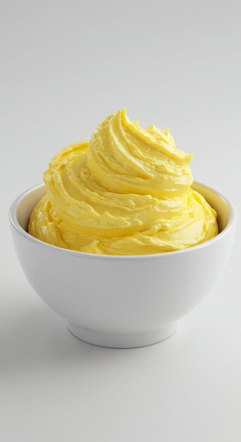 Whipped Butter in White Bowl on White Background Stock Illustration ...
