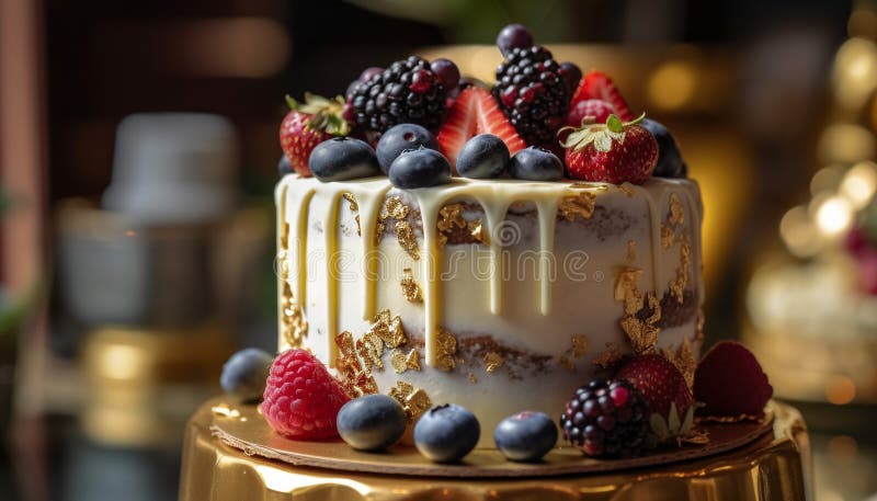 Whipped Cream Cheesecake with Berry Fruit Decoration, a Gourmet ...