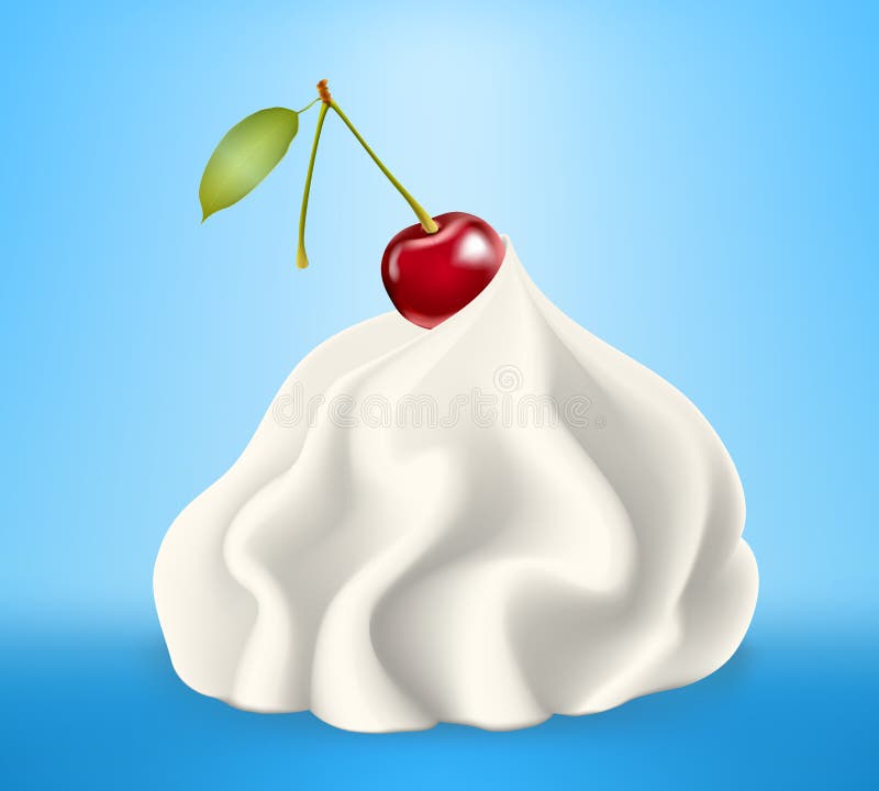 Whipped Cream with Cherry, Vector Illustration. Stock Vector ...