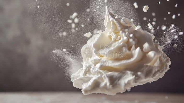 Whipped Cream Explosion Against Dark Grey Background Stock Illustration ...