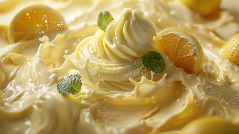 Whipped Cream with Lemon Splash Stock Photo - Image of lemon ...