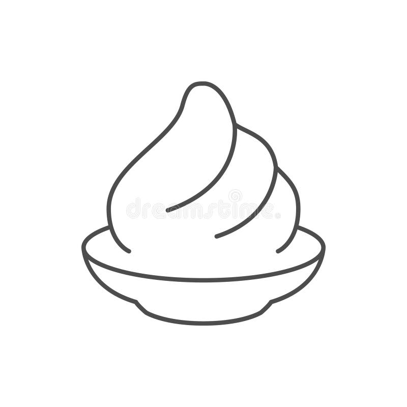 Whipped Cream Line Outline Icon Stock Vector - Illustration of topping ...