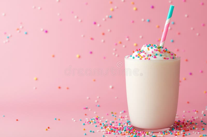 Whipped Cream Milkshake Adorned Rainbow Sprinkles Stock Photos - Free & Royalty-Free Stock ...
