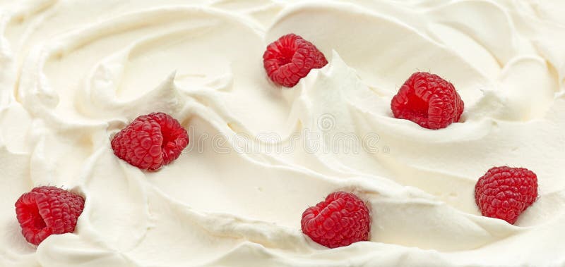 Whipped Cream with Raspberries Stock Image - Image of decorated ...