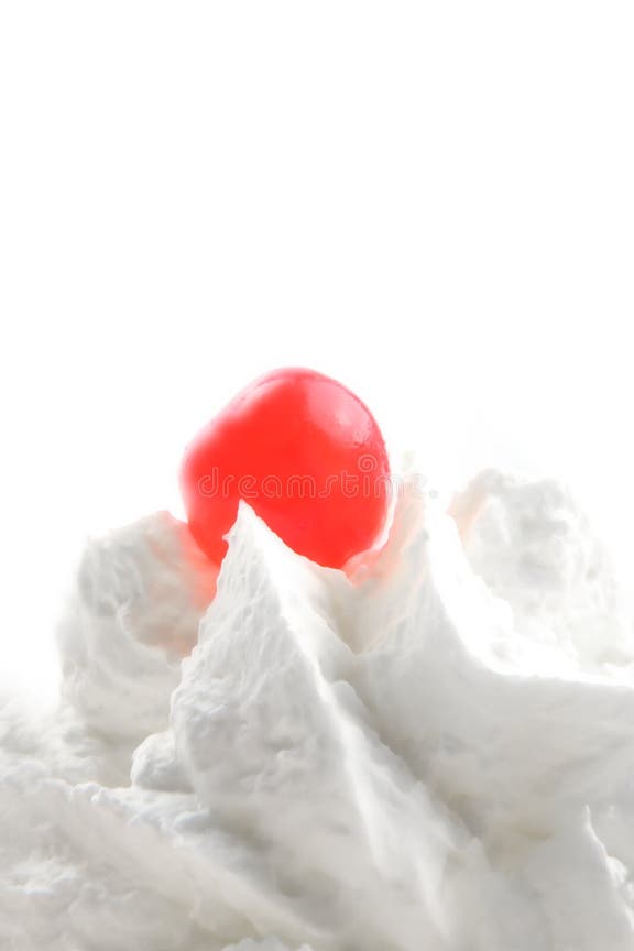 Whipped Cream and Red Glace Cherry Stock Photo - Image of diabetes ...