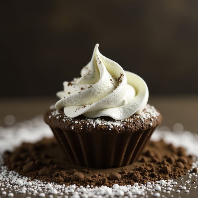 Whipped Cream Topping on a Powdered Chocolate Dessert, Dessert ...