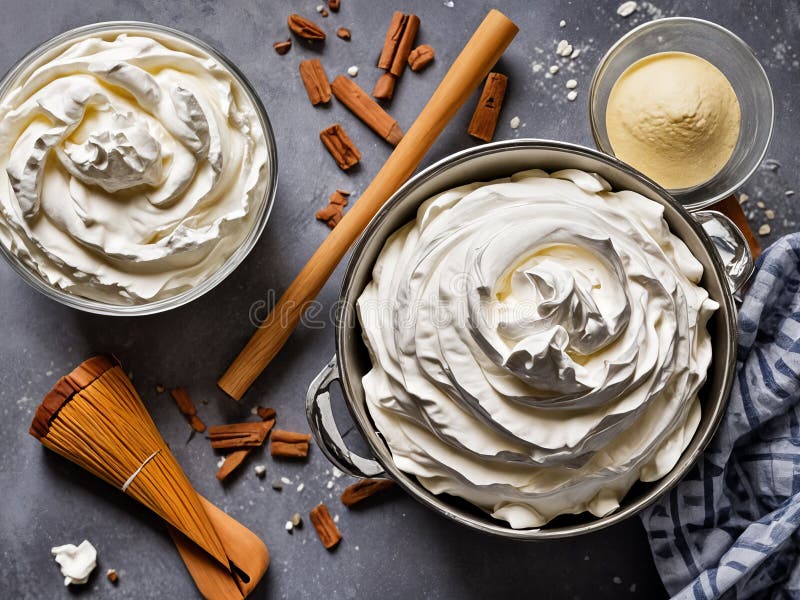 Whipped Cream and Various Baking Ingredients - Generated by Ai Stock ...