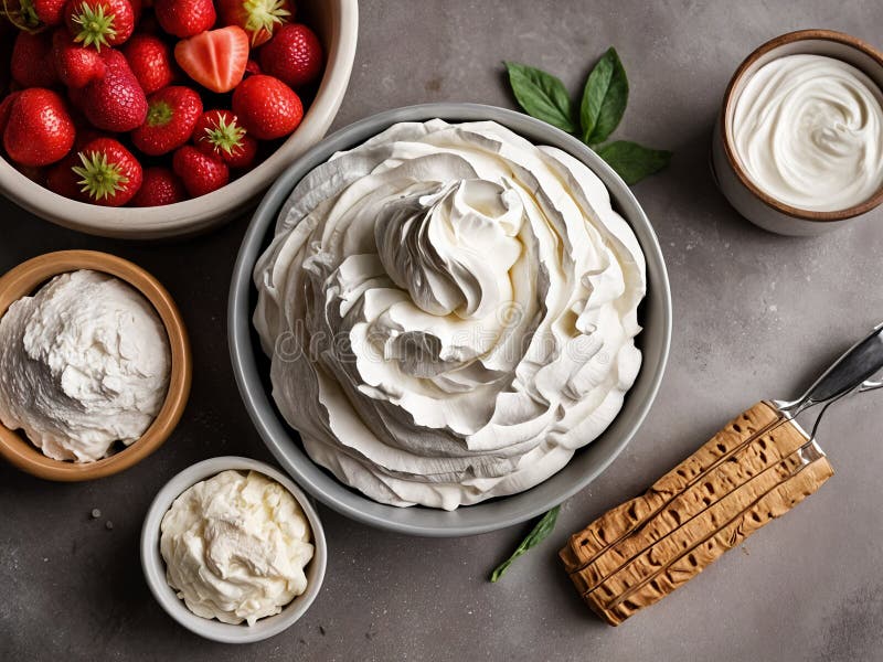 Whipped Cream and Various Baking Ingredients - Generated by Ai Stock ...