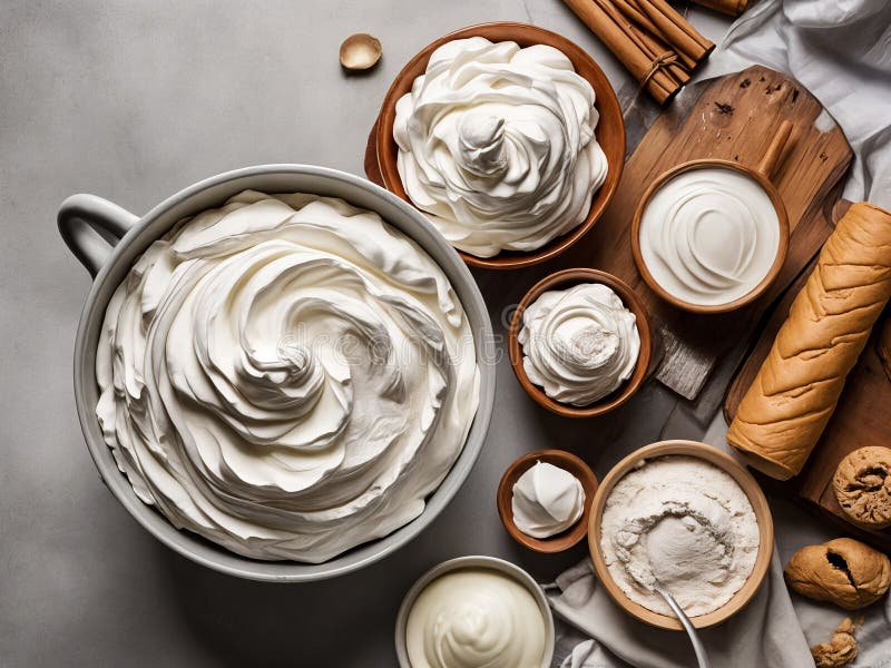 Whipped Cream and Various Baking Ingredients - Generated by Ai Stock ...