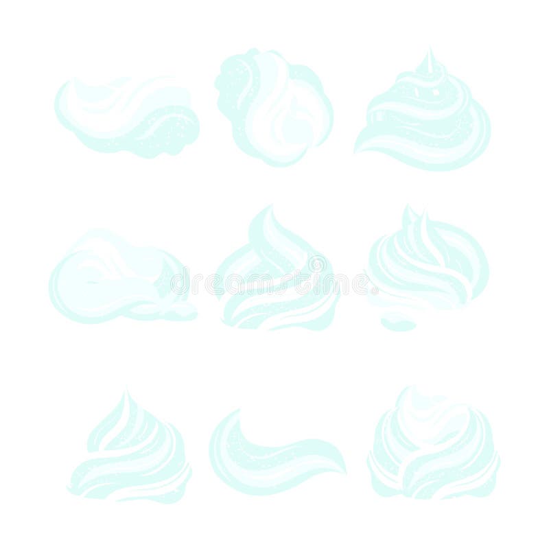 Whipped Cream. Vector Set in a Flat Style on a White Background Stock ...