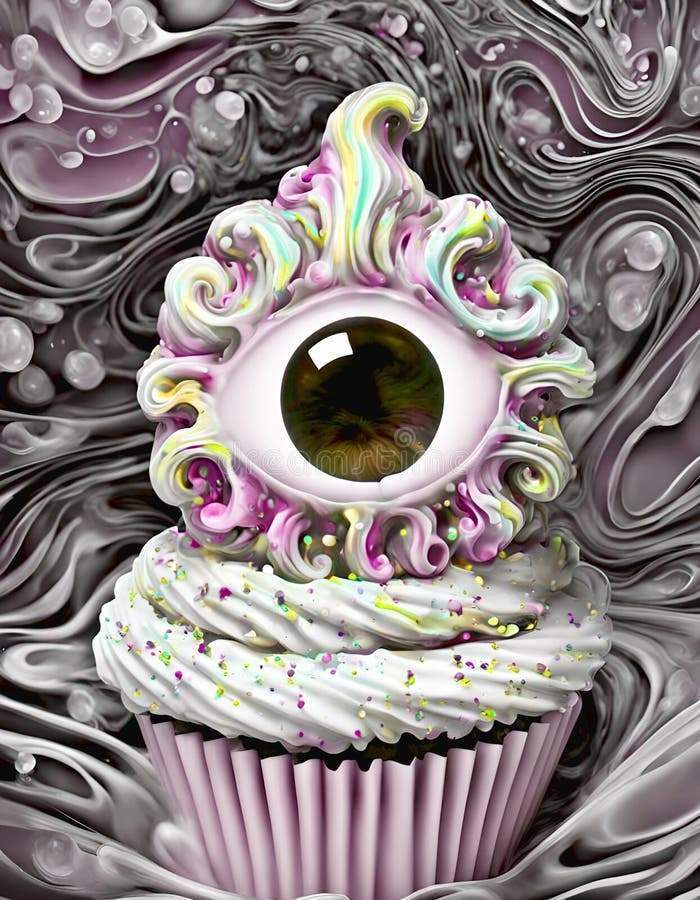 Whipped Pink Cupcake Eye stock illustration. Illustration of face ...