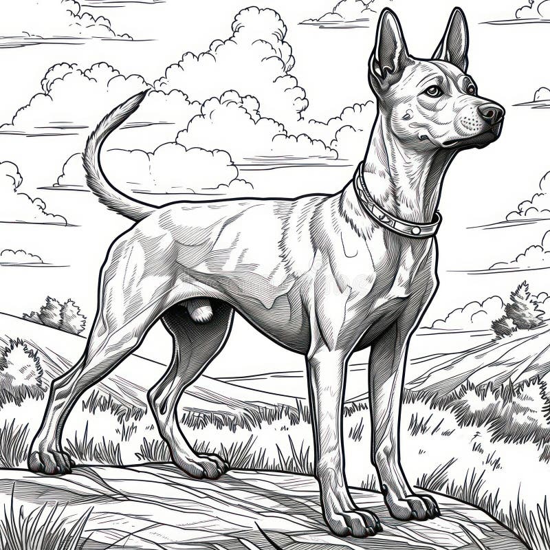 Whippet Dog Drawing Coloring Book Page Stock Illustration ...