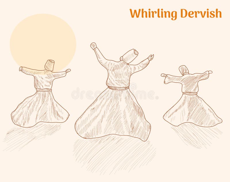 Whirling Dervish Hand Drawing Vector Illustration Stock Vector ...