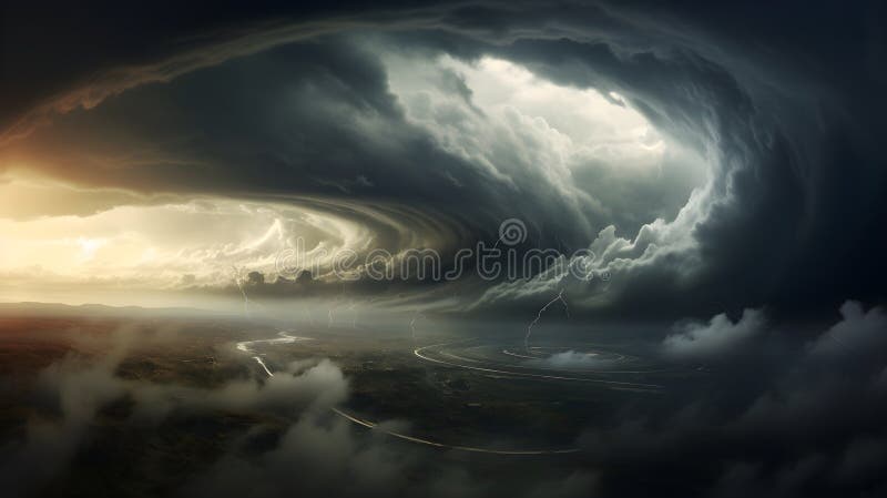 Whirling Vortex of Storm Clouds Gathering Intensity Stock Illustration ...