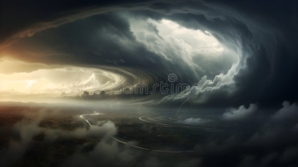 Whirling Vortex of Storm Clouds Gathering Intensity Stock Illustration ...