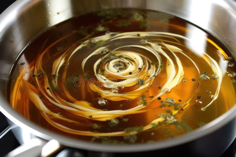 Whirlpool Effect in Clear Broth Soup from Stirring Stock Image - Image ...