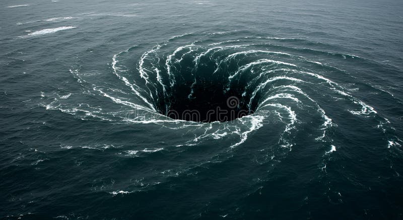 Whirlpool Forming in Ocean Water Creates Dramatic Swirling Pattern ...