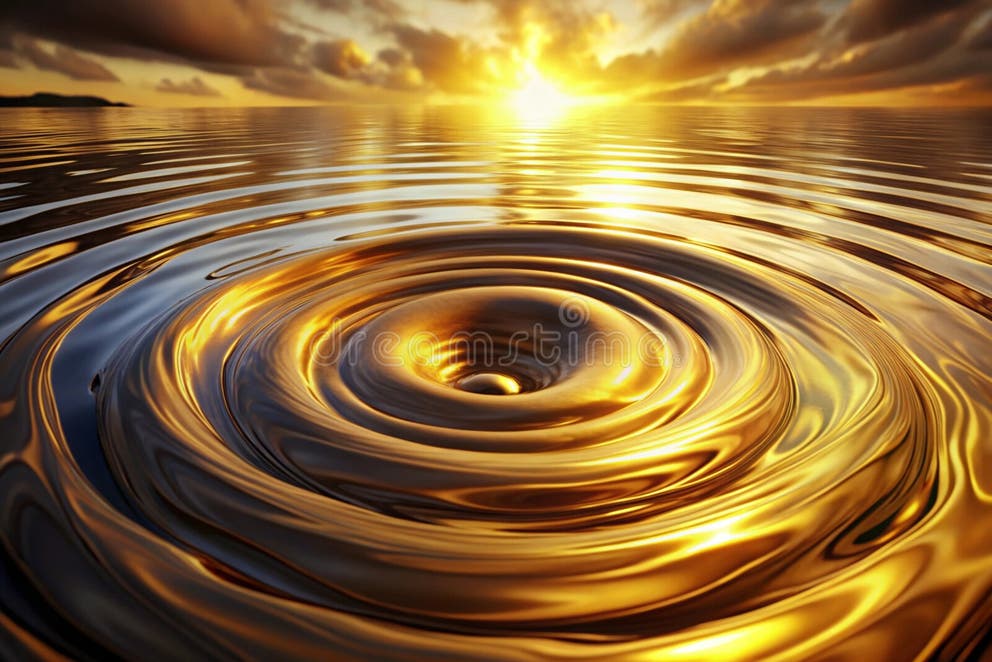 Whirlpool in Gold Water stock illustration. Illustration of rendering ...