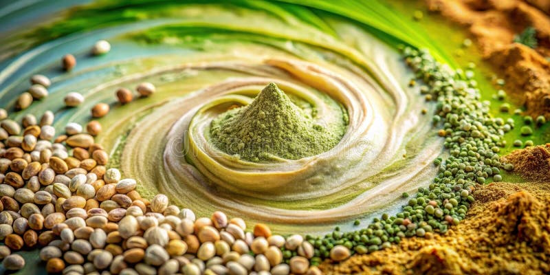 Whirlpool of Natural Powders and Seeds a Vibrant Culinary or Wellness ...