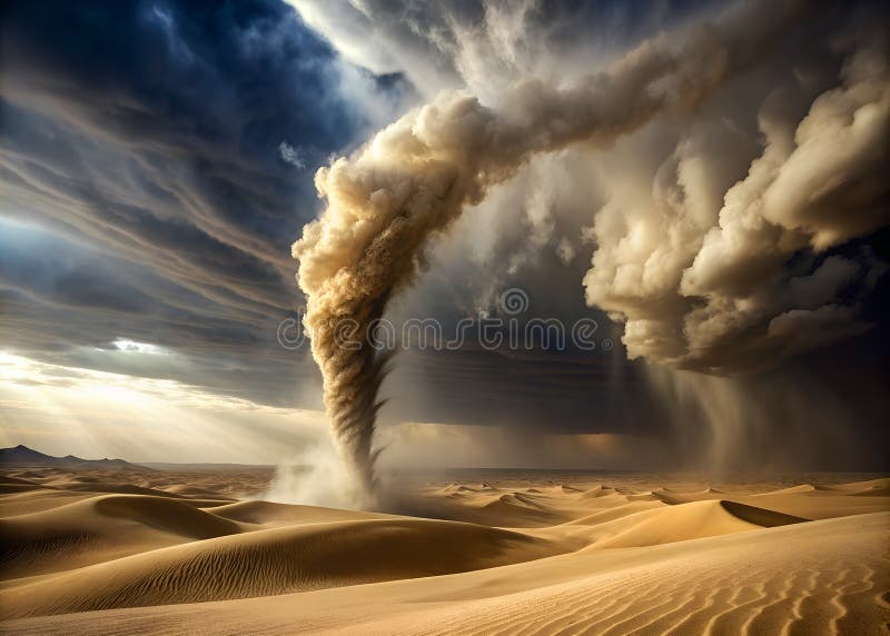 Whirlwind in the desert stock illustration. Illustration of realistic ...