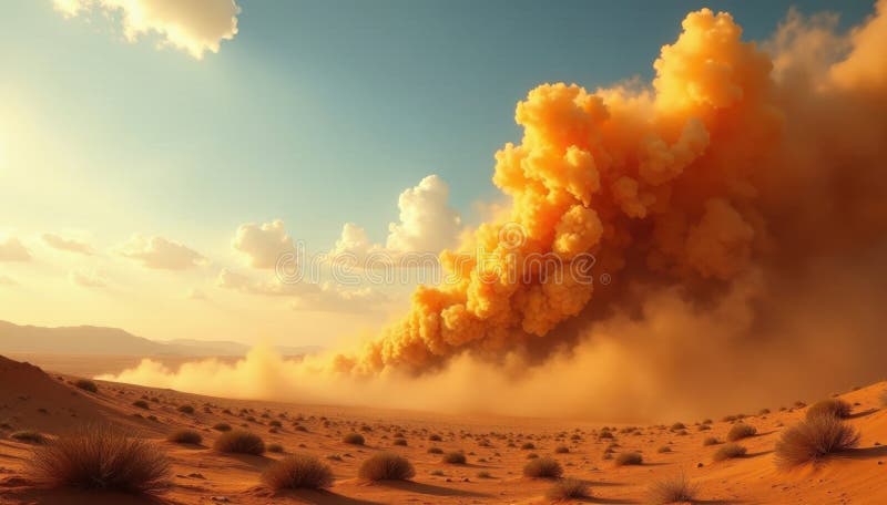Whirlwind of Dust Devils Across Arid Landscape, Arid, Sky Stock ...