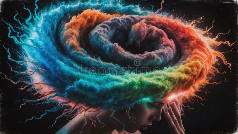 A Whirlwind of Thoughts Spiraling Out of Control, Symbolizing Anxiety ...
