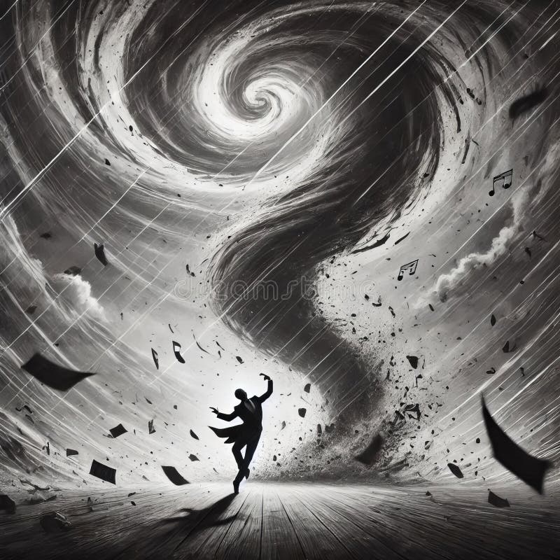 Whirlwind Waltz a Dramatic Scene of a Man Dancing within a Swirl Stock ...