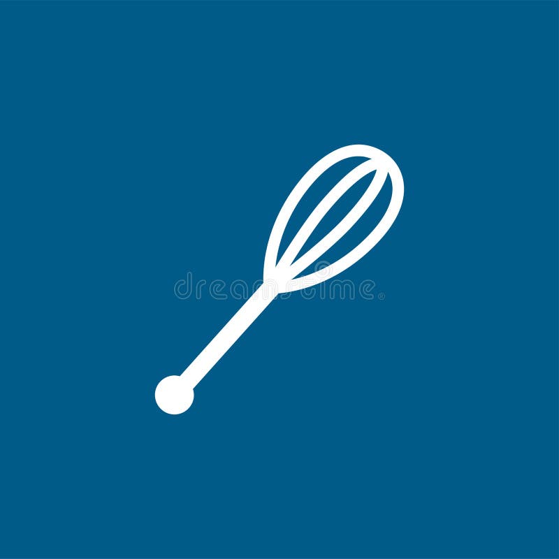Whisk Icon on Blue Background. Blue Flat Style Vector Illustration ...