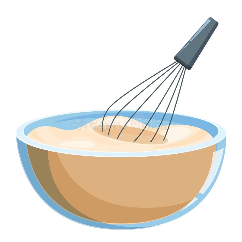 Whisk Mixing Batter in Bowl for Baking a Cake Stock Vector ...