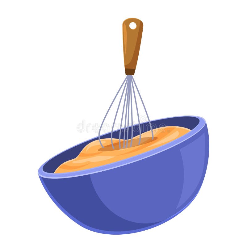 Whisk Mixing Dough in a Bowl for Baking Stock Vector - Illustration of ...