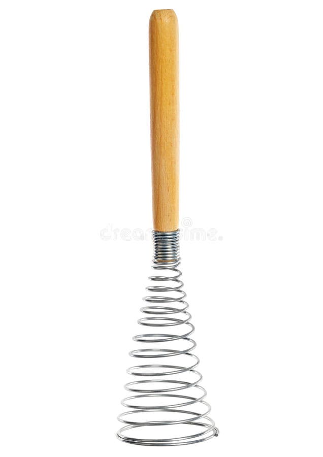 Whisk with Wooden Handle - Vintage Kitchen Utensil. Isolated on Stock ...