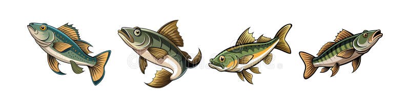 Whiskered Cod Fish Illustration Featuring Bright Colors Stock Vector ...