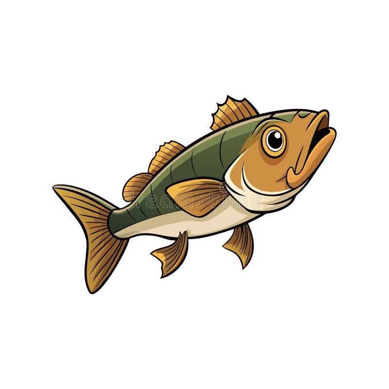 Whiskered Cod Fish Illustration Featuring Bright Colors Stock ...