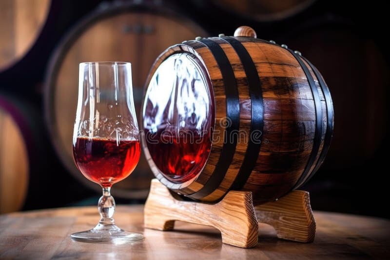 Whiskey Barrel with a Glass Filled beside it Stock Illustration ...