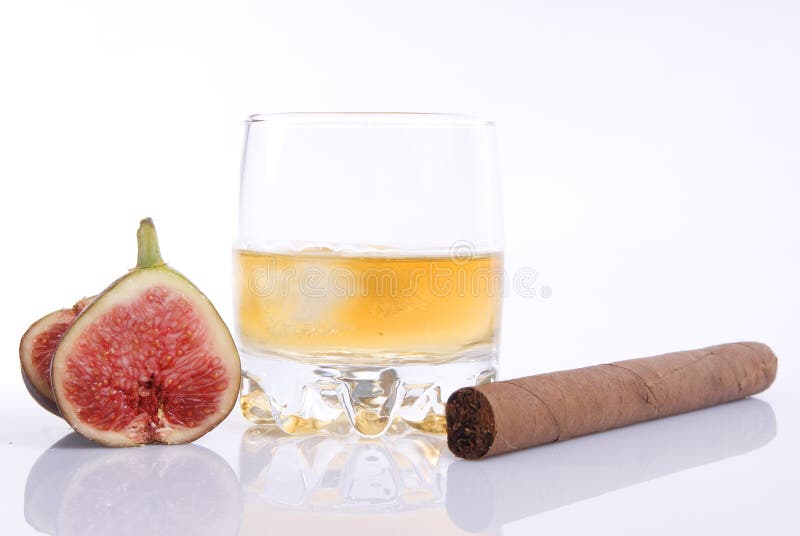 Whiskey, cigar and fig stock photo. Image of whiskey - 10647678
