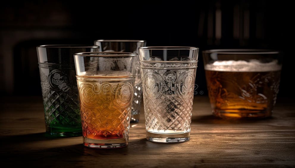 Whiskey Drop on Wood, Celebration in Pub Generated by AI Stock ...